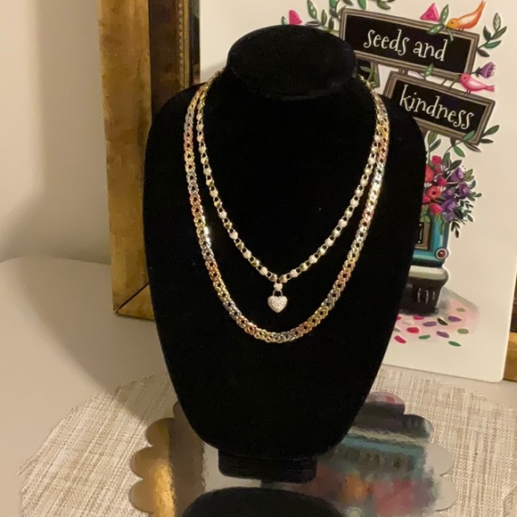 Jewelry | Bn Set Of Necklaces In 14 K Gold Plated One Multi Color And ...
